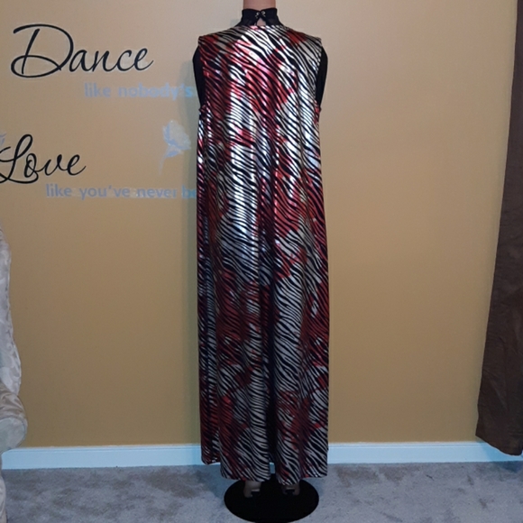 Tops | Custom Metallic Silver Black Red Duster Size Lar | Poshmark
